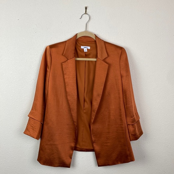 Bar III | Jackets & Coats | Bar Iii Burnt Orange Satin Open Blazer 34 ...